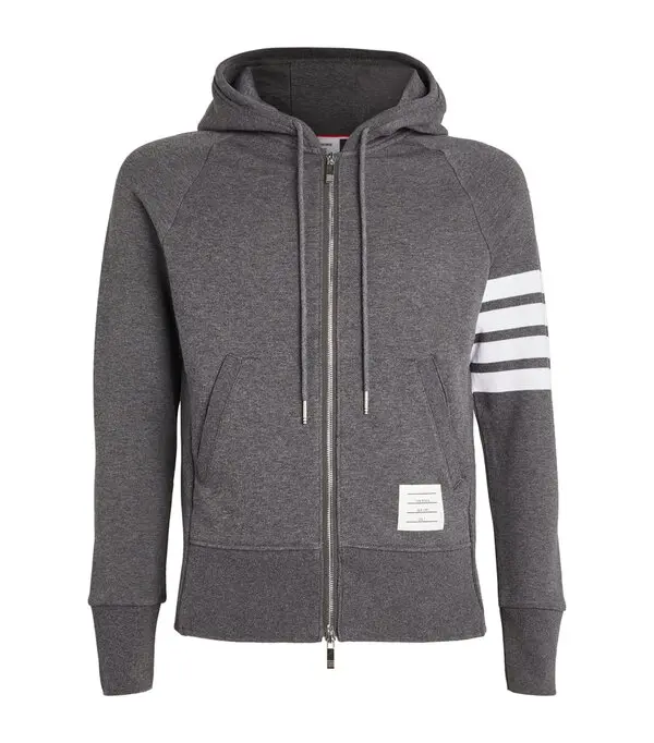 Thom Browne Four-stripe Zip-up Hoodie - Grey