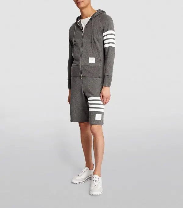Thom Browne Four-stripe Zip-up Hoodie - Grey
