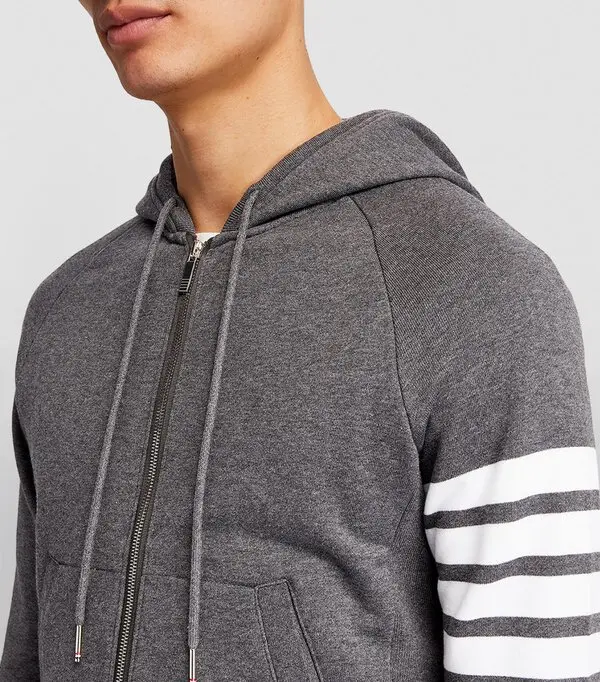Thom Browne Four-stripe Zip-up Hoodie - Grey