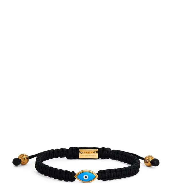 NIALAYA JEWELRY Braided Evil Eye Sterling Silver Bracelet - Black