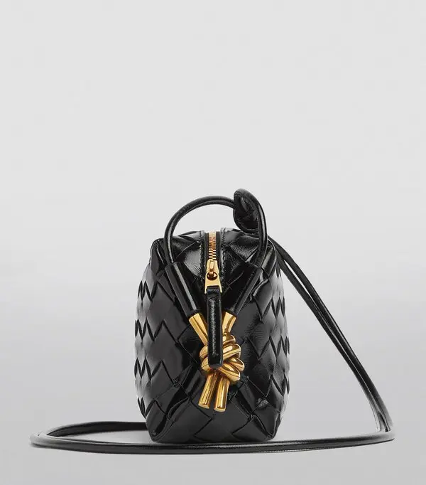 Bottega Veneta Mini Woven Leather Loop Camera Bag