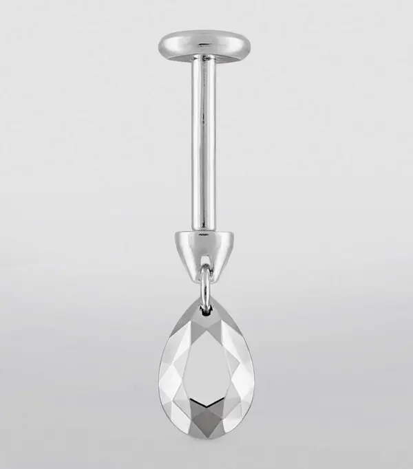 MARIA TASH Faceted Pear Charm Single Threaded Stud - White