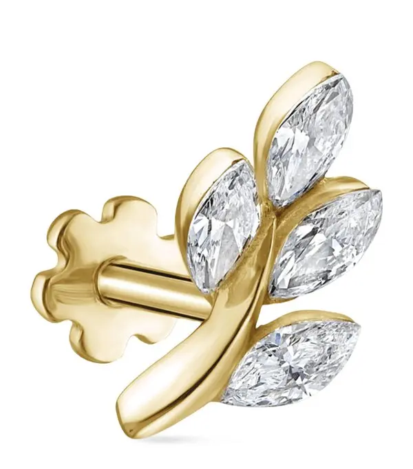 MARIA TASH Diamond Vine Threaded Stud Earring - Gold
