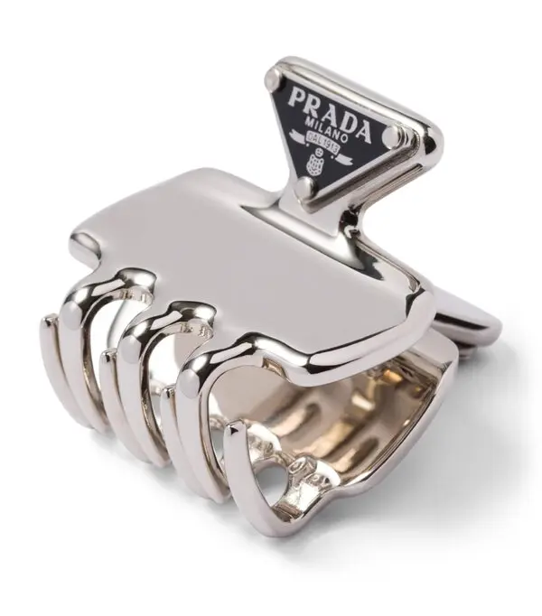 Prada Triangle Logo Hair Clip - Metallic
