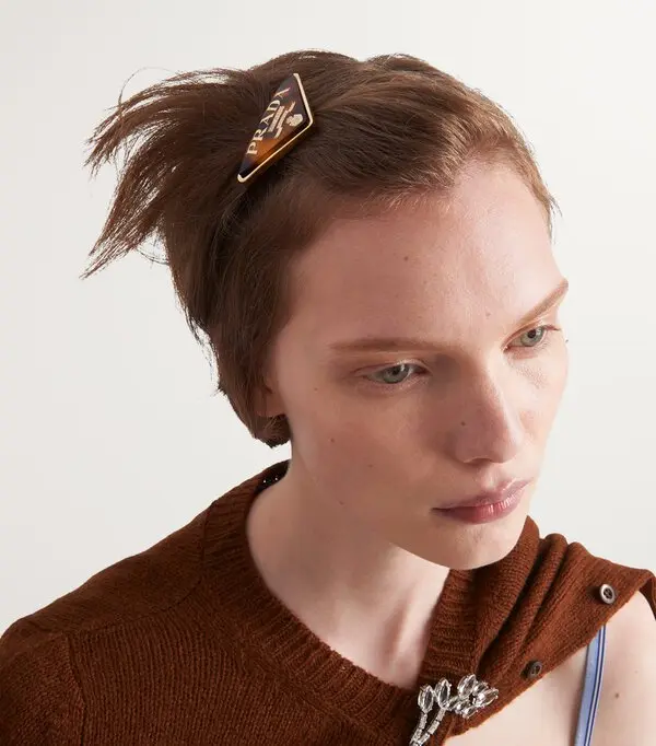 Prada Triangle Logo Hair Clip - Neutral