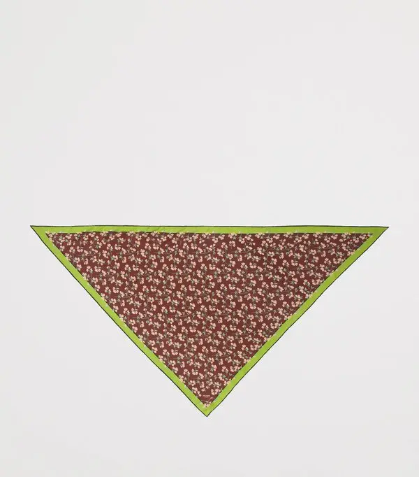 Prada Silk Twill Floral Print Scarf - Brown