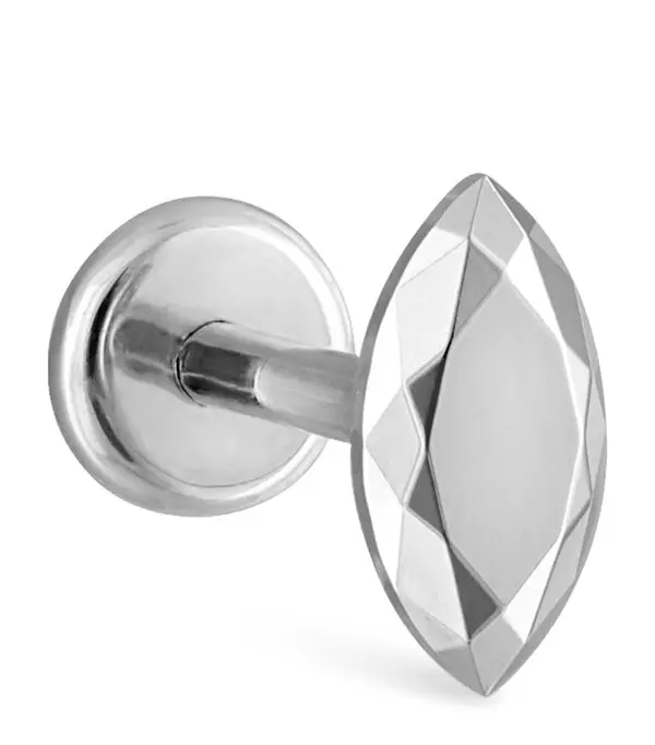 MARIA TASH Faceted Marquise Threaded Stud Single Earring - White