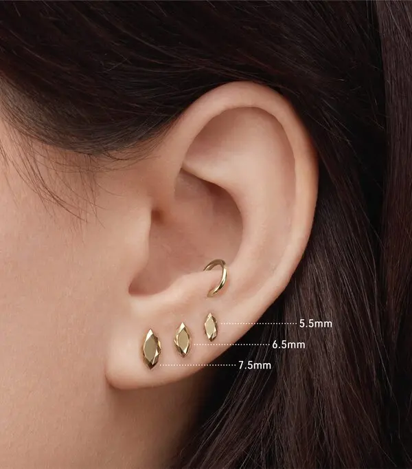 MARIA TASH Faceted Marquise Threaded Stud Single Earring