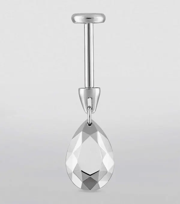 MARIA TASH Faceted Pear Threaded Charm Earring - White