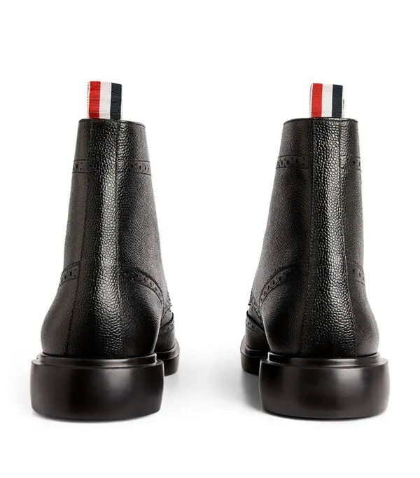 Thom Browne Perforated Leather Lace-up Boots - Black