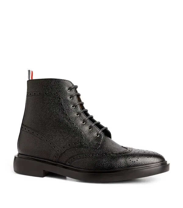 Thom Browne Perforated Leather Lace-up Boots - Black