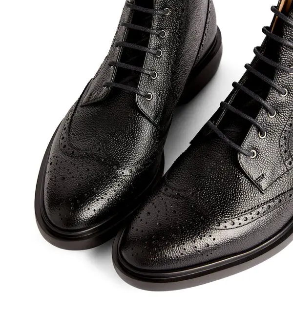 Thom Browne Perforated Leather Lace-up Boots - Black