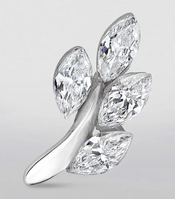 MARIA TASH Diamond Vine Threaded Stud Earring - White