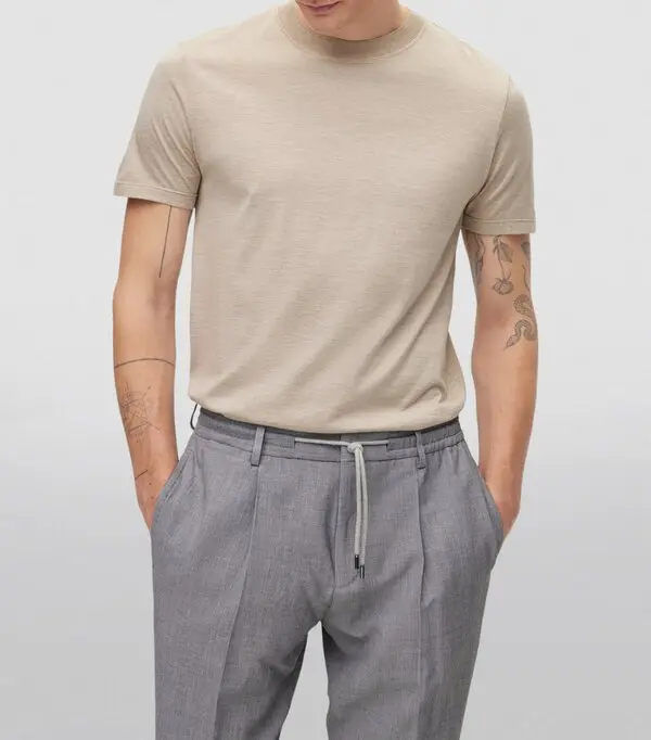 BOSS Cotton-silk T-shirt - Beige