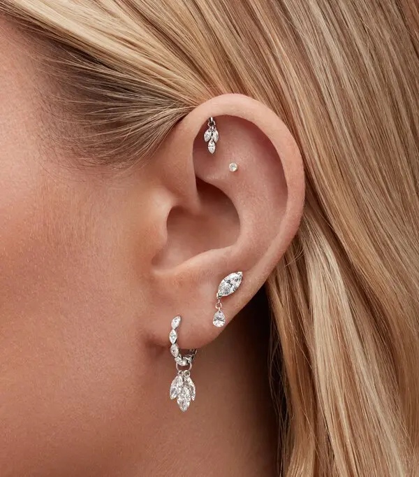 MARIA TASH Floating Diamond Plume Threaded Charm Earring