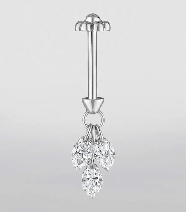 MARIA TASH Floating Diamond Plume Threaded Charm Earring