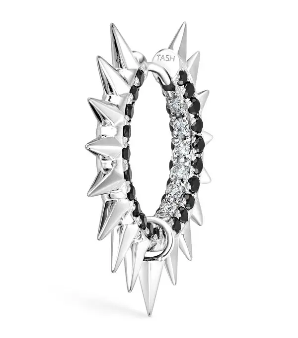 MARIA TASH Gold Black And Diamond Pavé Mohawk Hoop Earring - White