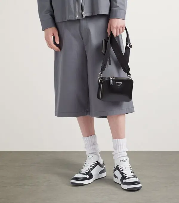 Prada Leather Downtown Lace-up Sneakers - White