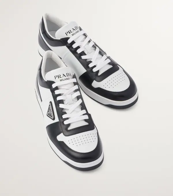 Prada Leather Downtown Lace-up Sneakers - White