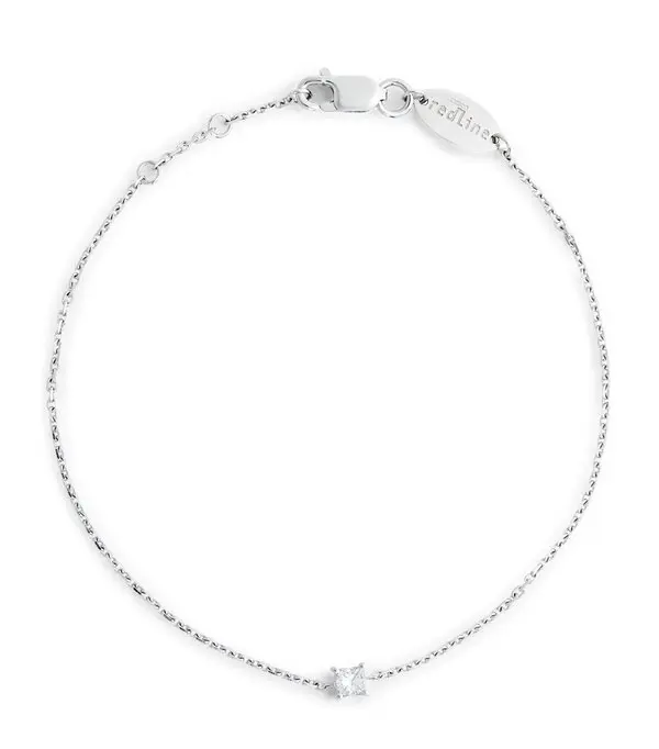 REDLINE White Gold Square Diamond Bracelet - Red