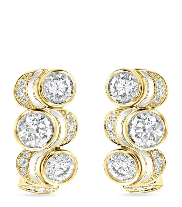 BOODLES Yellow Diamond And Enamel Hoop Earrings - Gold