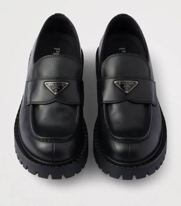 Prada Brushed Leather Loafers