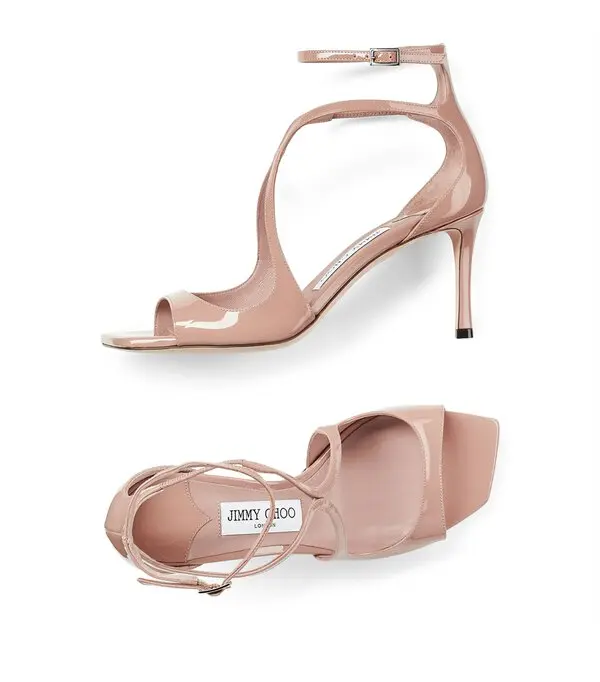 JIMMY CHOO Azia 75 Patent Leather Sandals - Pink