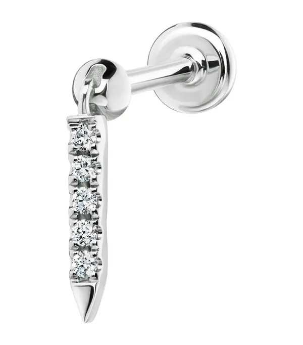MARIA TASH Diamond Eternity Bar Single Threaded Stud - White