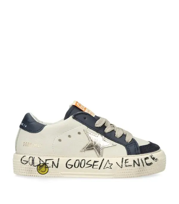 GOLDEN GOOSE May Suede Trimmed Sneakers - Blue