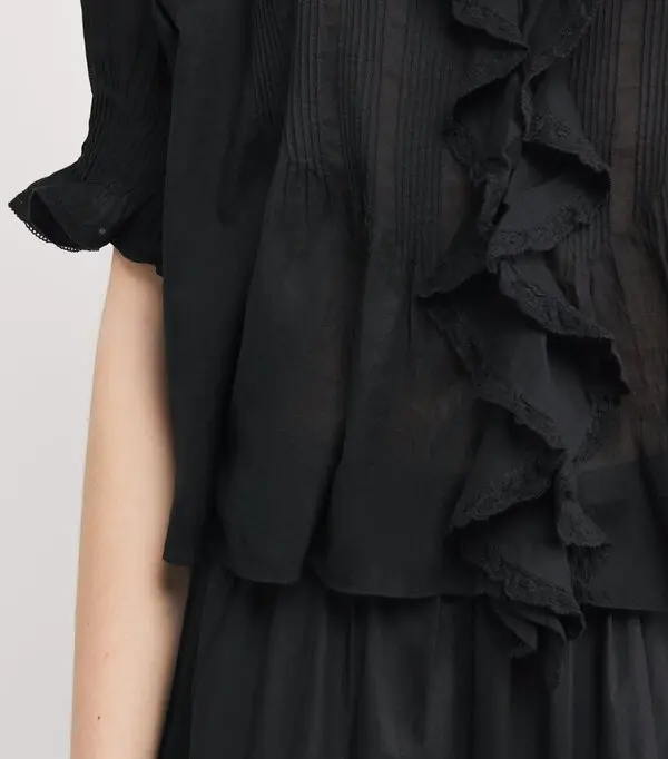 DÔEN Organic Cotton Eyelet Embroidered Blouse - Black