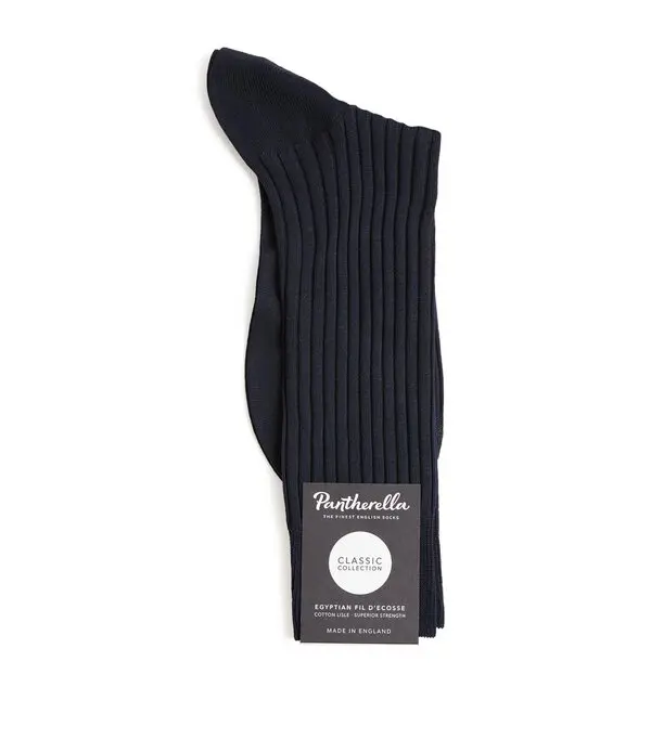Pantherella Ribbed Dress Socks - Navy