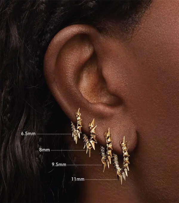 MARIA TASH Mohawk Hoop Earring With Black And Diamond Pav