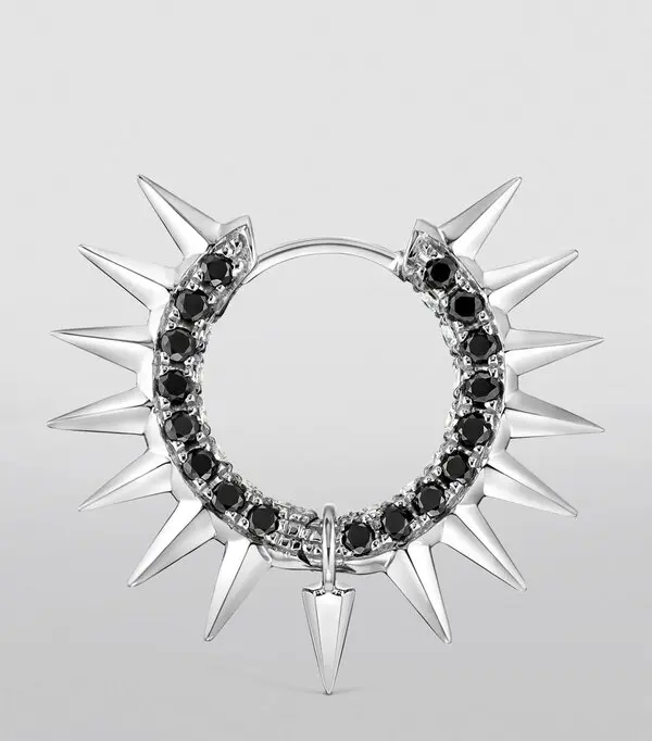 MARIA TASH Mohawk Hoop Earring With Black And Diamond Pav