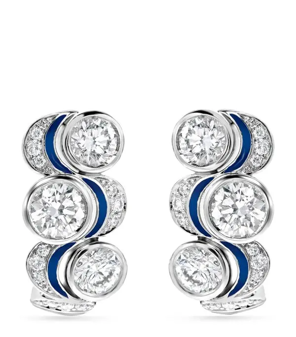 BOODLES Platinum And Diamond Hoop Earrings - Silver