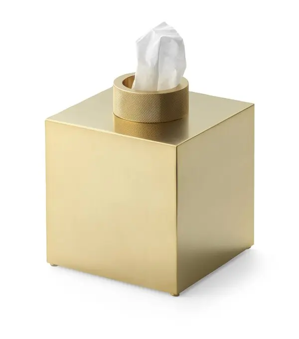 DECOR WALTHER Brass Club Tissue Box - Gold