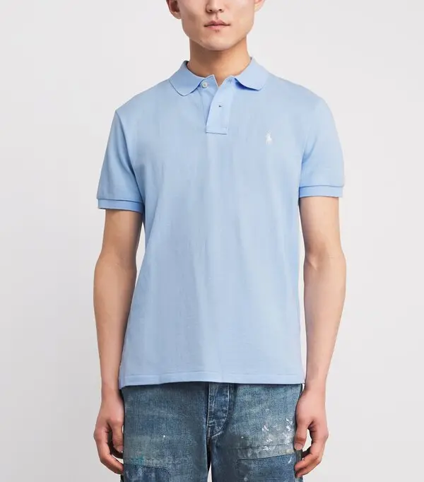 Polo Ralph Lauren Cotton Mesh Polo Shirt With Embroidered Pony - Blue