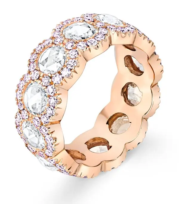 DAVID MORRIS Rose Gold And Pink Diamond Rose Cut Eternity Ring - Clear