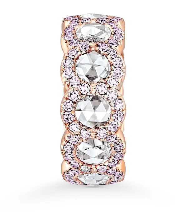 DAVID MORRIS Rose Gold And Pink Diamond Rose Cut Eternity Ring