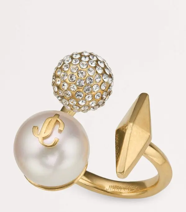 JIMMY CHOO Multi Charm Ring With Pearl And Crystals