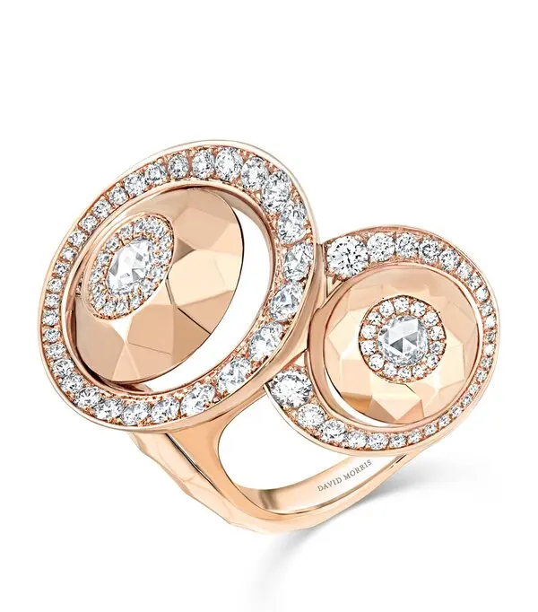 DAVID MORRIS Rose Gold And Diamond Rose Cut Ring - Clear
