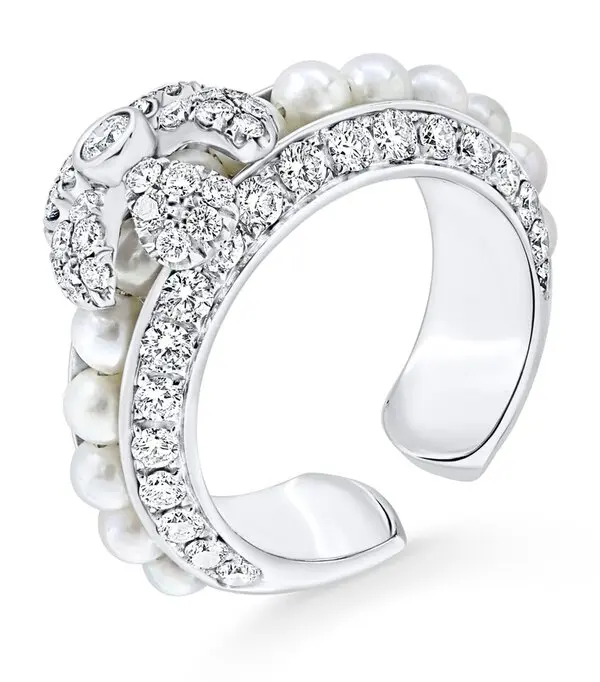 DAVID MORRIS Gold, Diamond And Pearl Ring