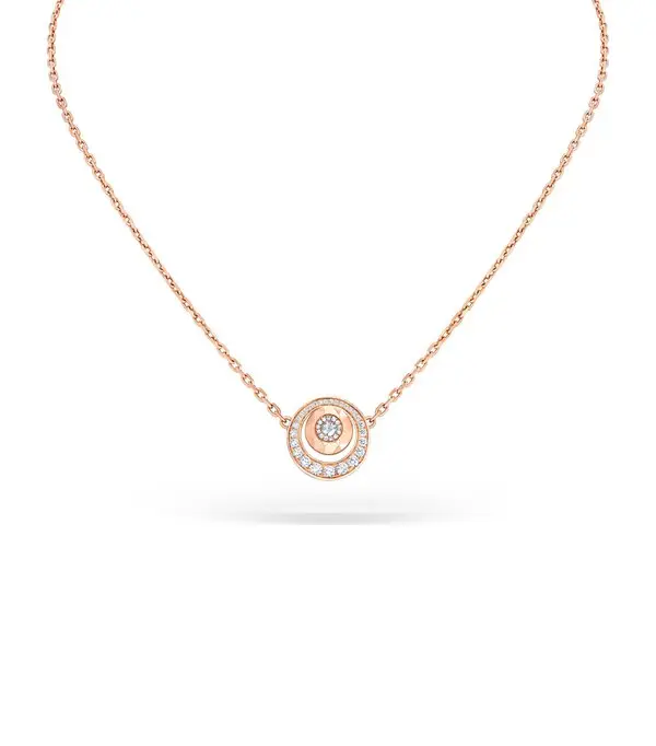 DAVID MORRIS Rose Gold And Diamond Rose Cut Necklace - Clear