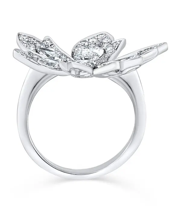 DAVID MORRIS White Gold And Diamond Palm Flower Ring