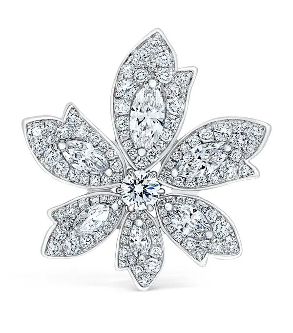 DAVID MORRIS White Gold And Diamond Palm Flower Ring