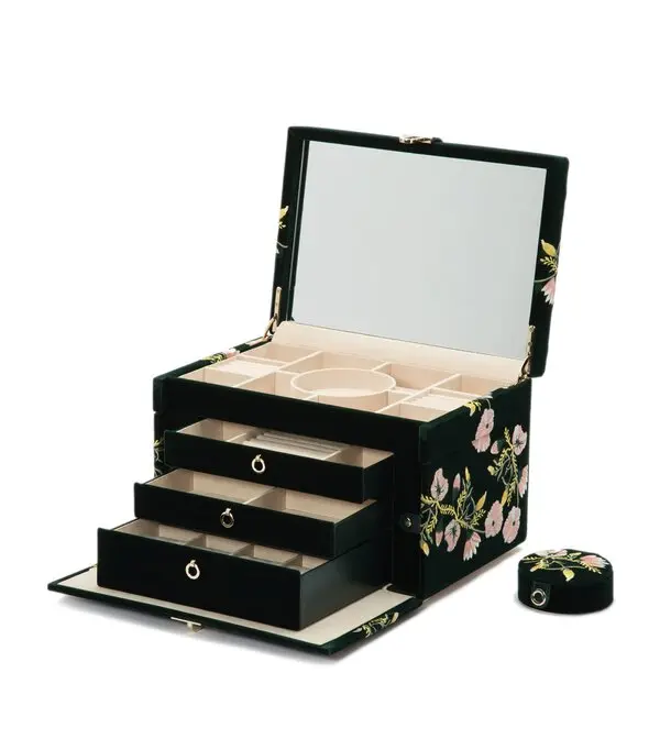 Wolf Large Zoe Jewellery Box - Green