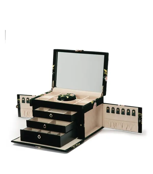 Wolf Large Zoe Jewellery Box - Green