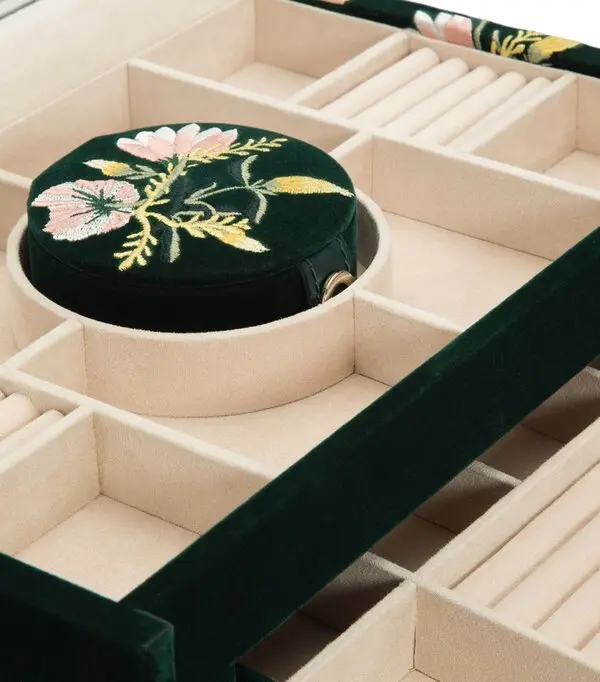 Wolf Large Zoe Jewellery Box - Green