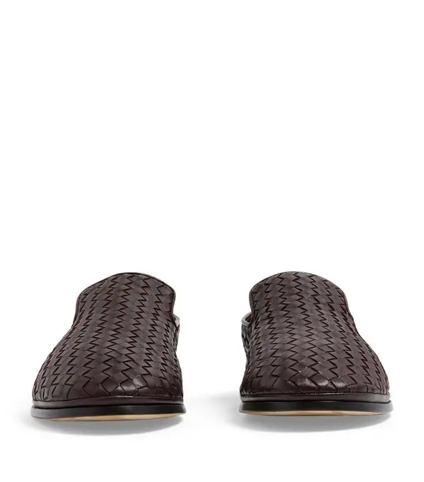 Bottega Veneta Nappa Leather Intrecciato Slippers - Brown