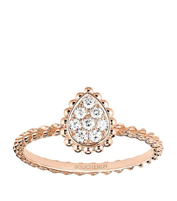 Boucheron Serpent Bohème Motif Ring In 18k With Diamonds - Pink