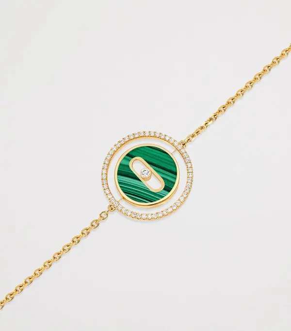 Messika Lucky Move Diamond And Malachite Bracelet In Yellow